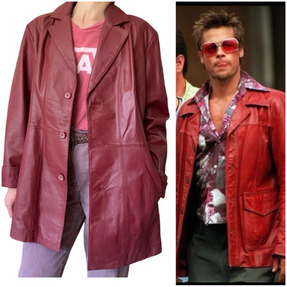 Vintage Leather Coat | Jackets & Coats | Vintage Red Leather Long Lined ...